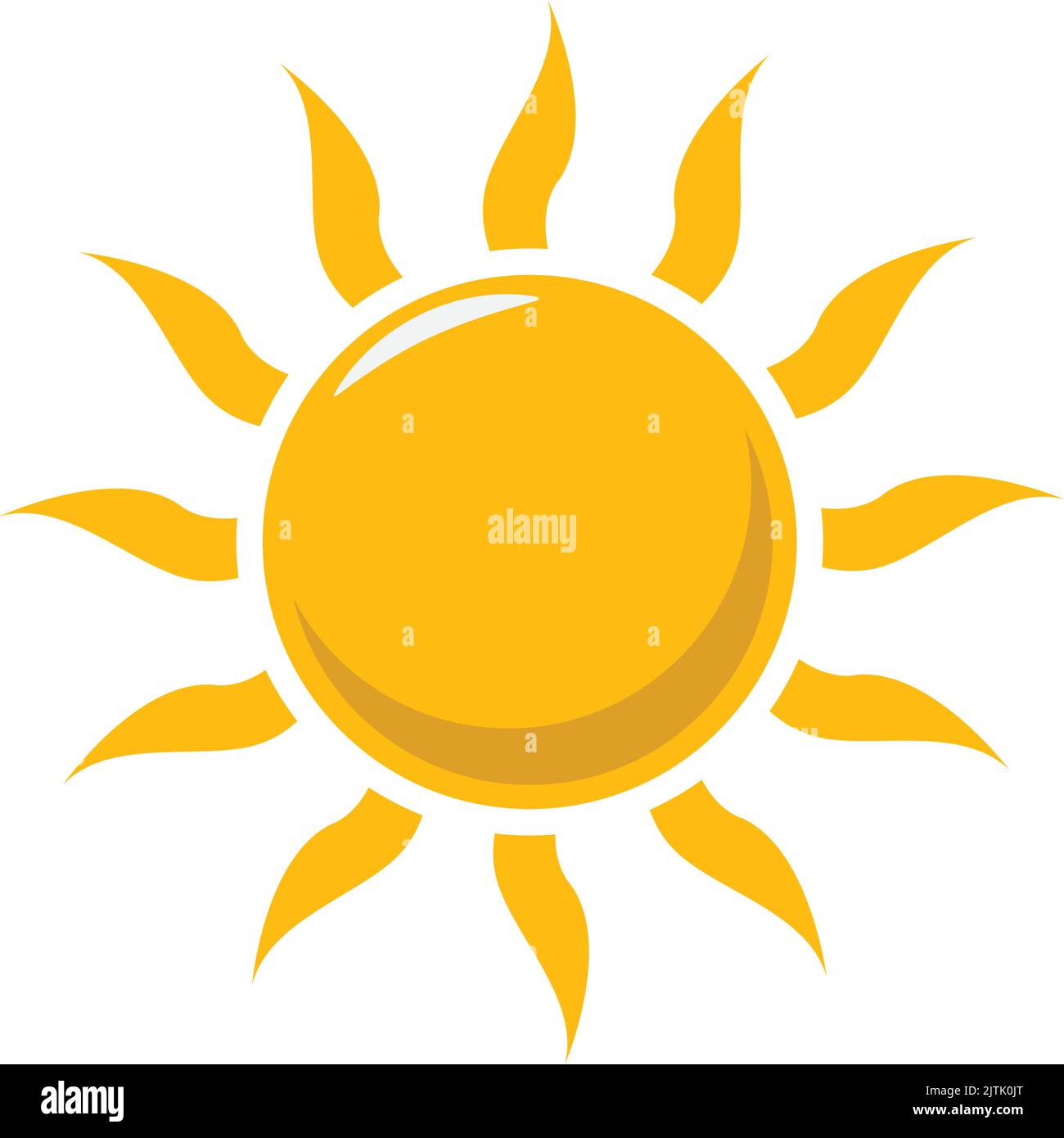 A design of round sun shinning with lights on white background Stock ...