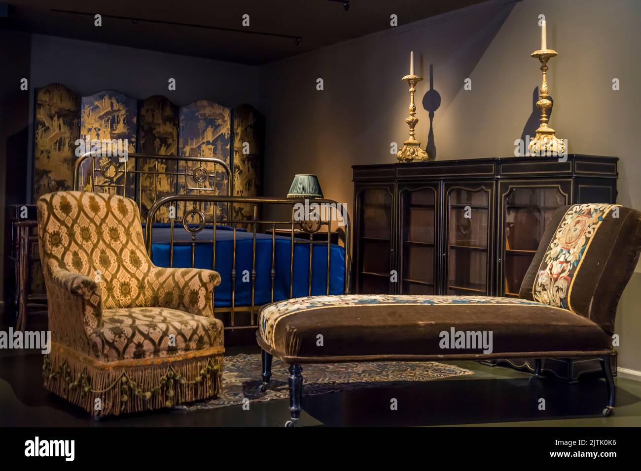 Recreation of the room of Marcel Proust, with his original furniture ...