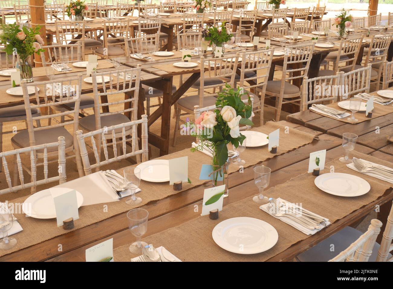 Tables and a marquee hi-res stock photography and images - Alamy