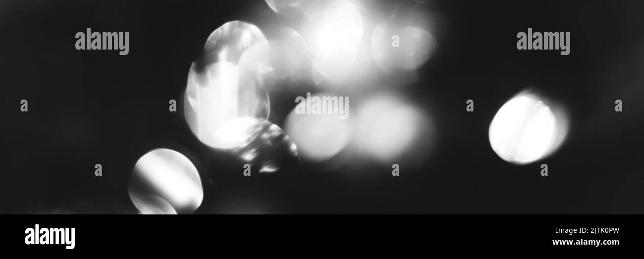 Blurred lights black and white background, banner texture. Abstract ...