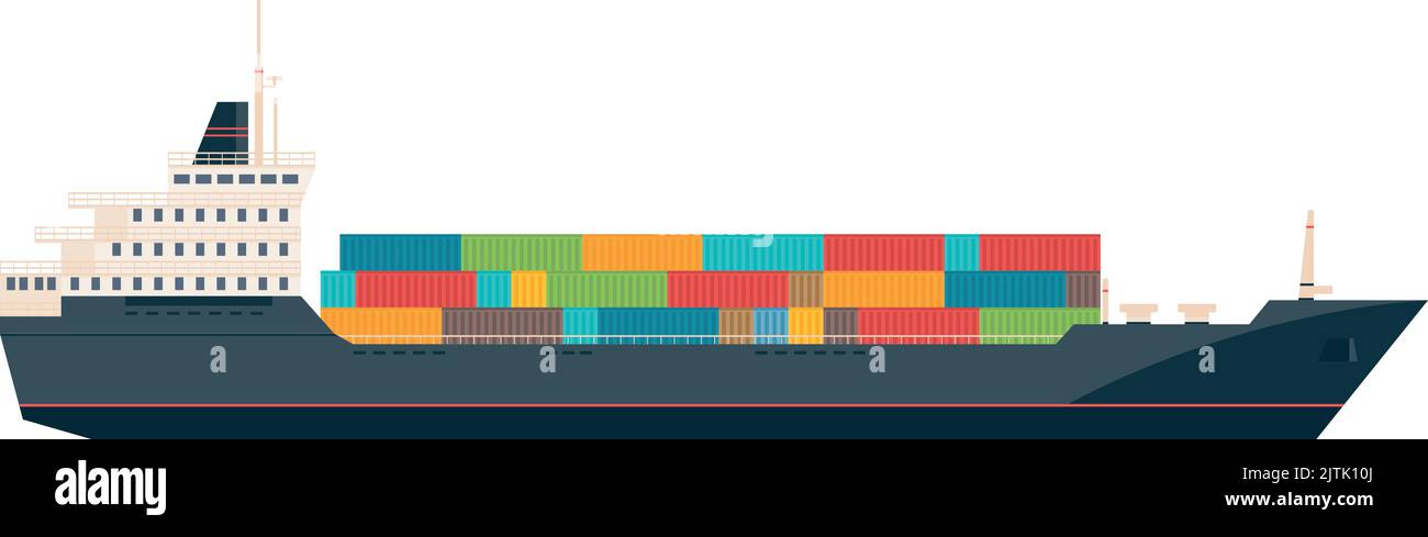 Freight ship icon. Cargo containers shipping transport Stock Vector ...