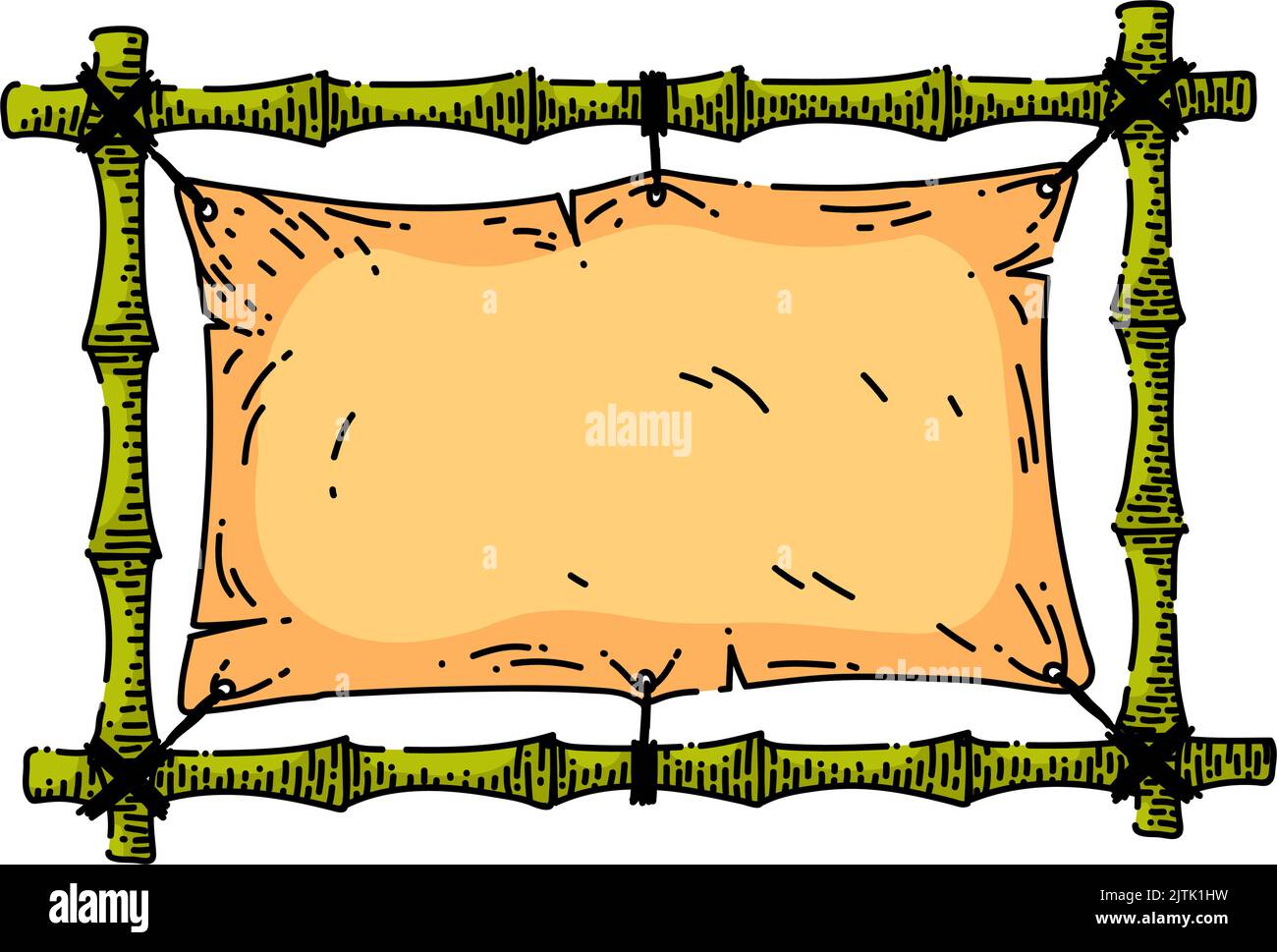 bamboo frame signboard sketch hand drawn vector Stock Vector Image ...