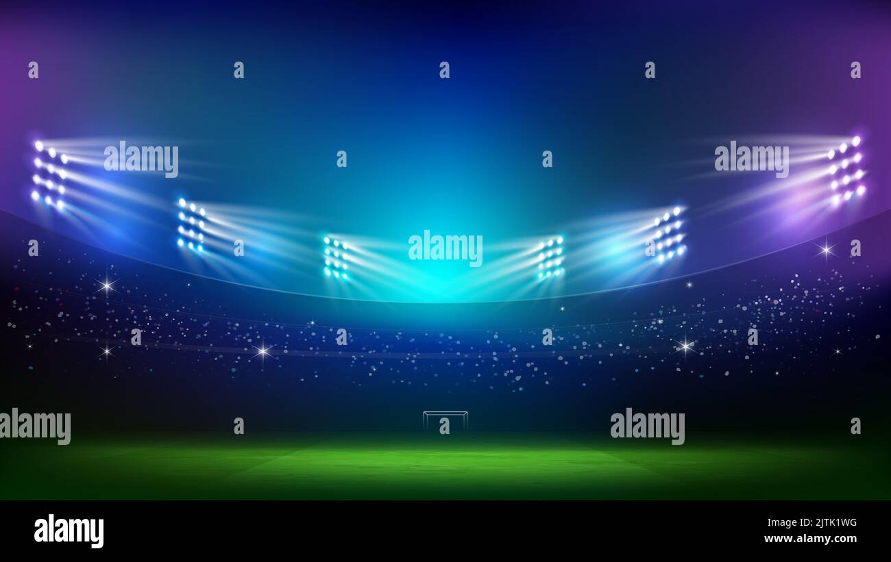 Football match program template on Soccer stadium green grass field ...
