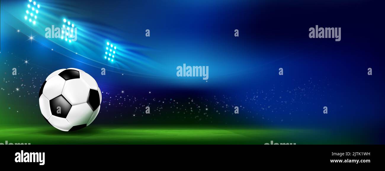 Football match program template on Soccer stadium green grass field ...