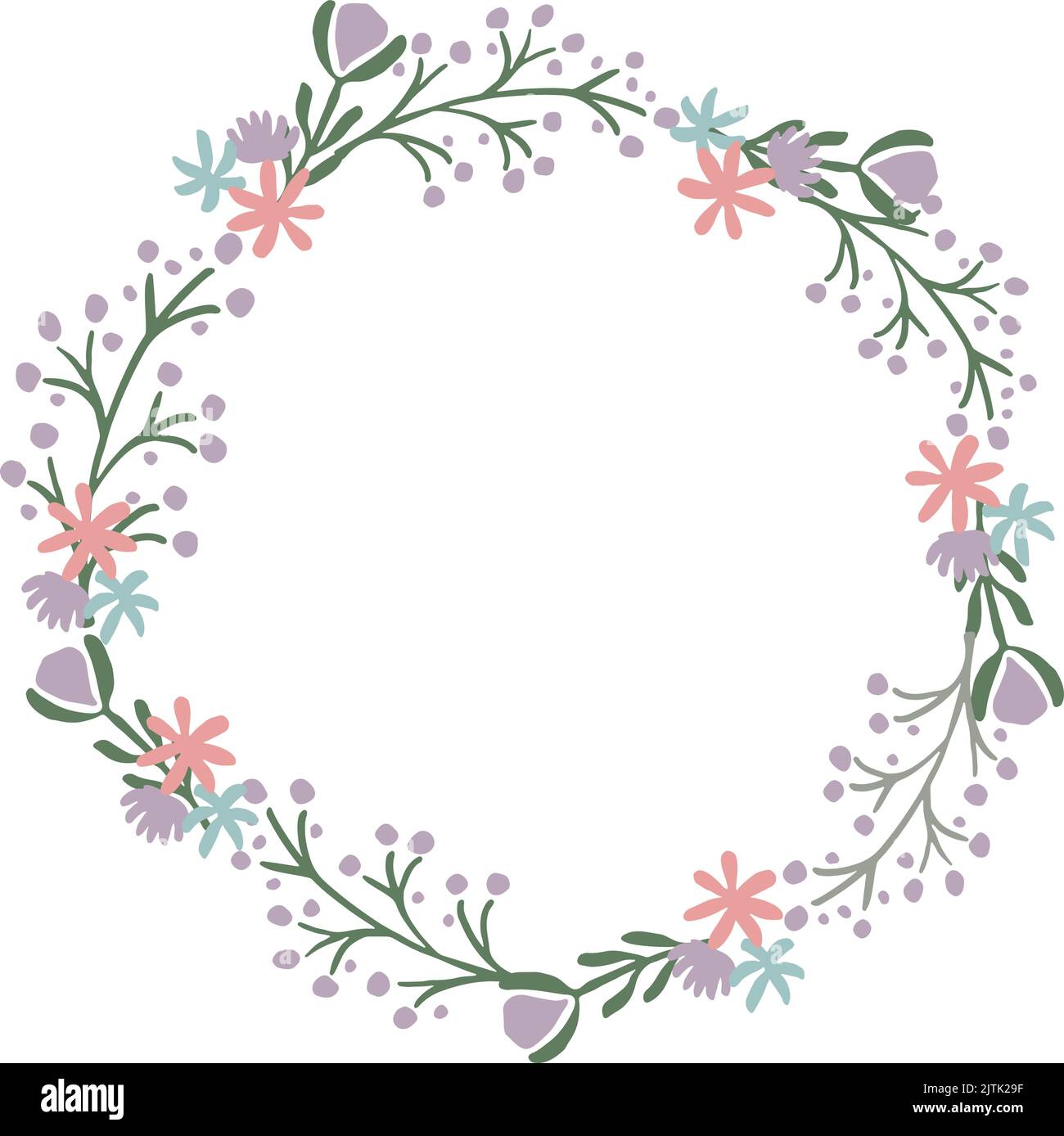 Round floral frame. Cute flower decorative ornament Stock Vector Image ...