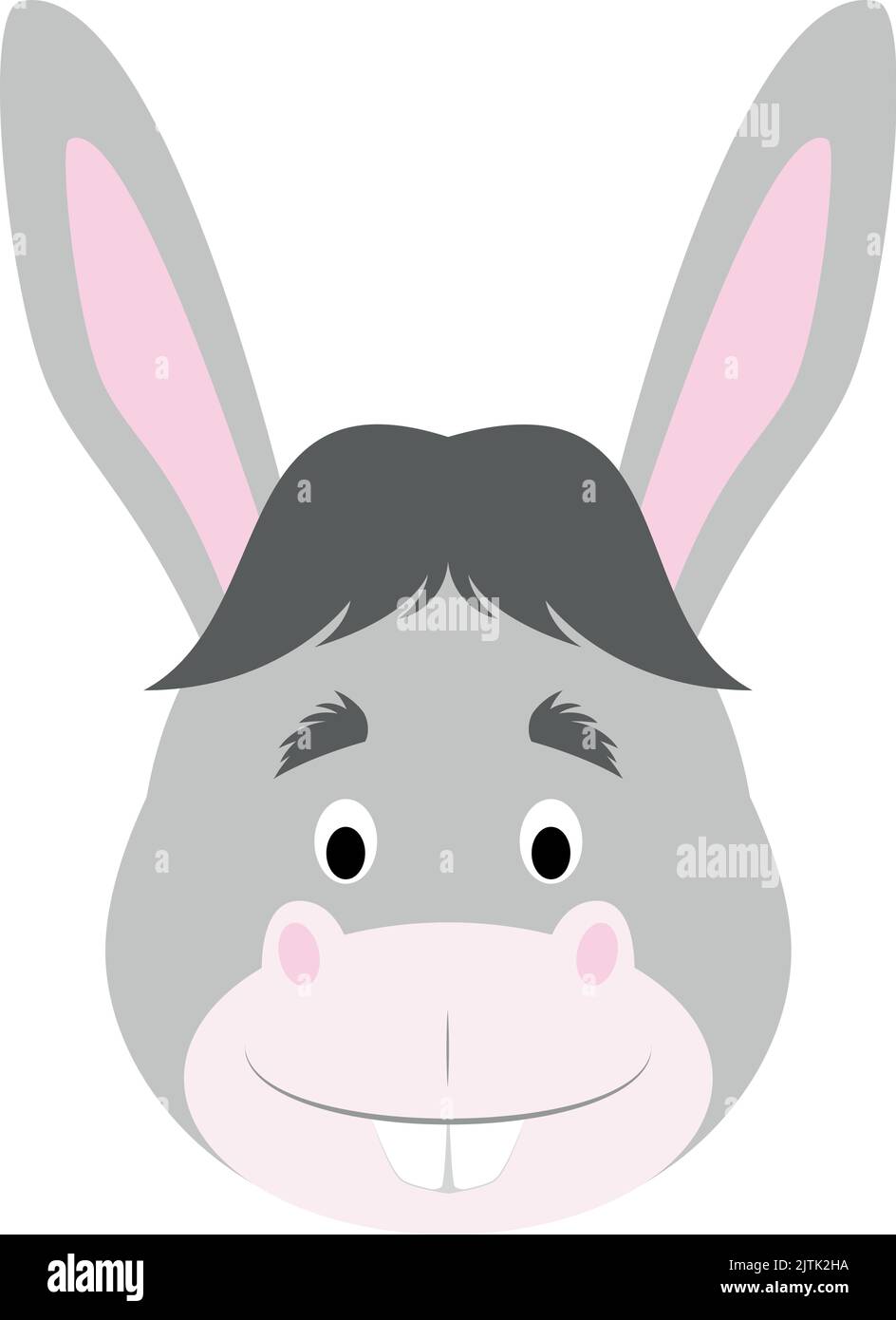 Donkey face in cartoon style for children. Animal Faces Vector ...