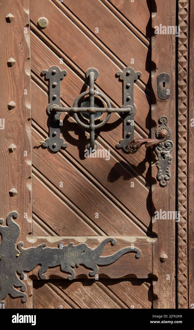 Romanesque castle door handle Vajdahunyad Castle on the Pest side of ...