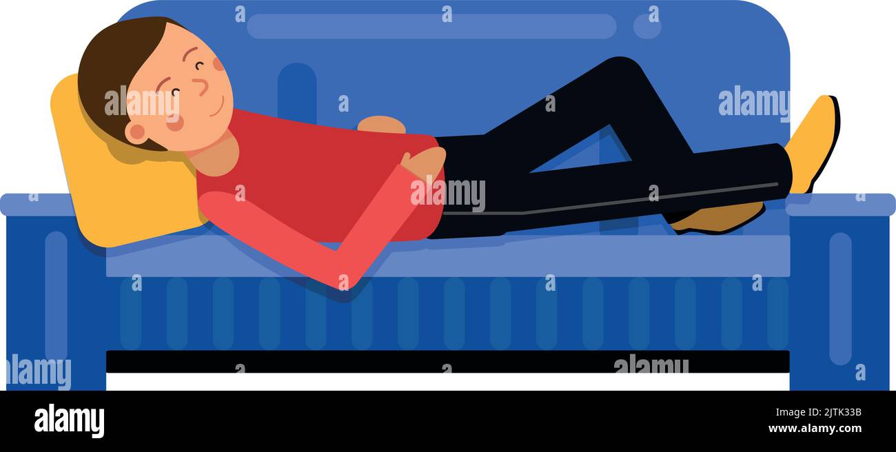Man resting on couch. Guy sleeping on home sofa Stock Vector Image ...