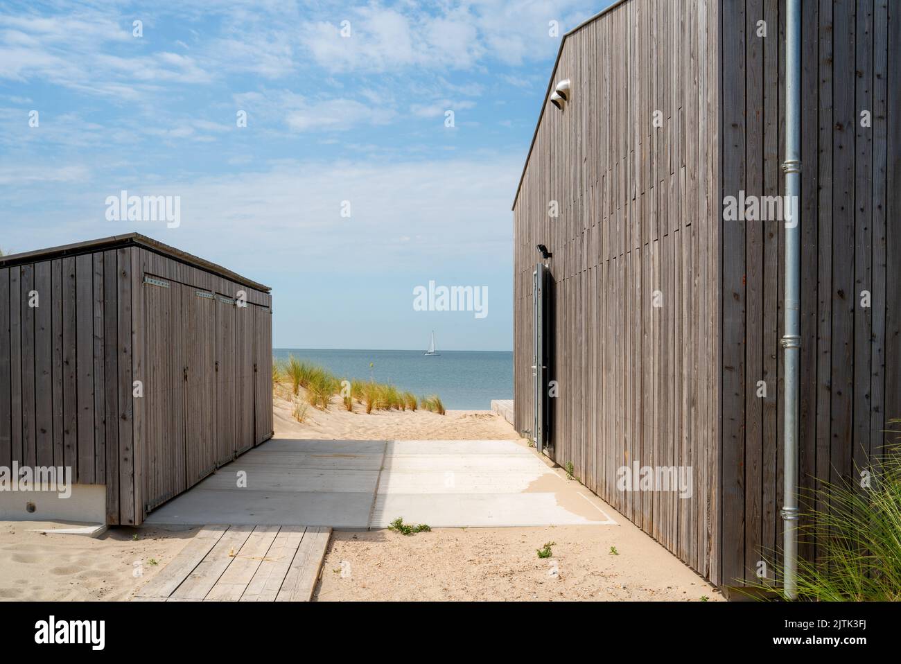 Wooden building on the beach Stock Photo - Alamy