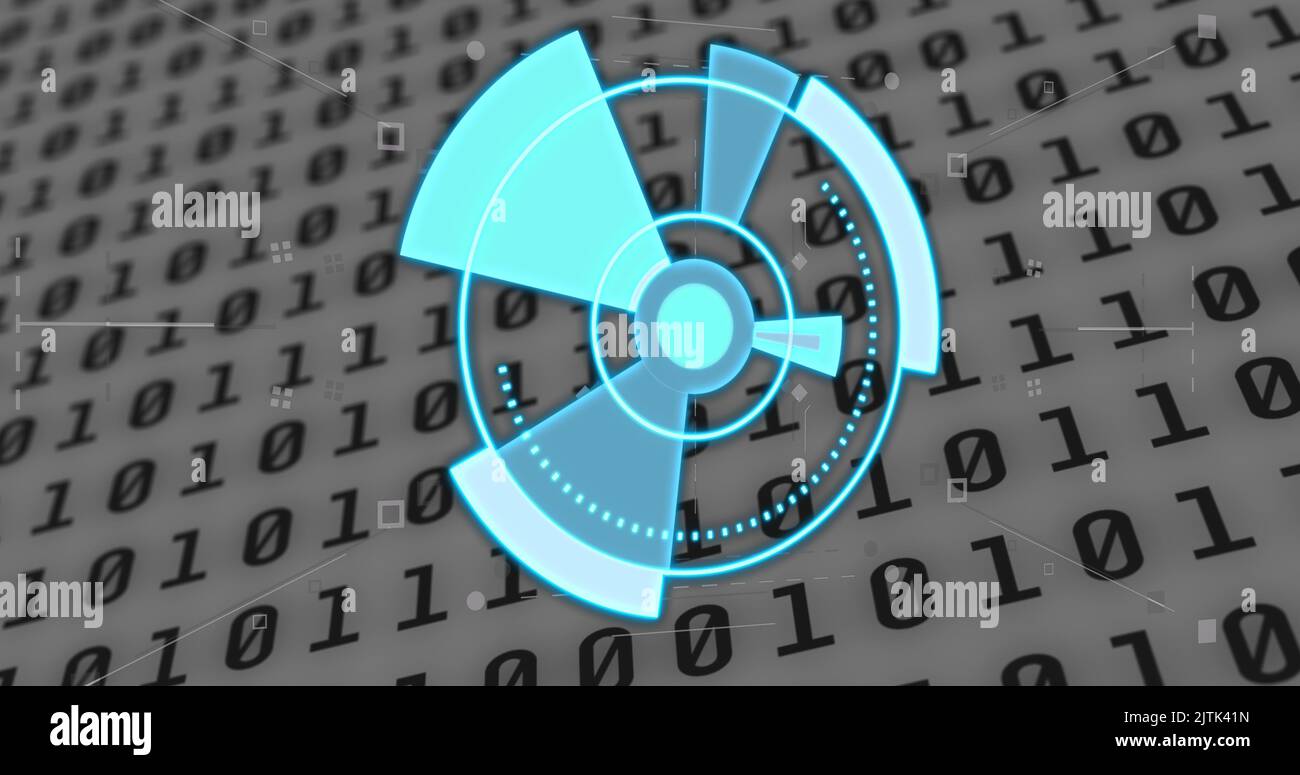 Image of blue circle with radar over binary code Stock Photo - Alamy