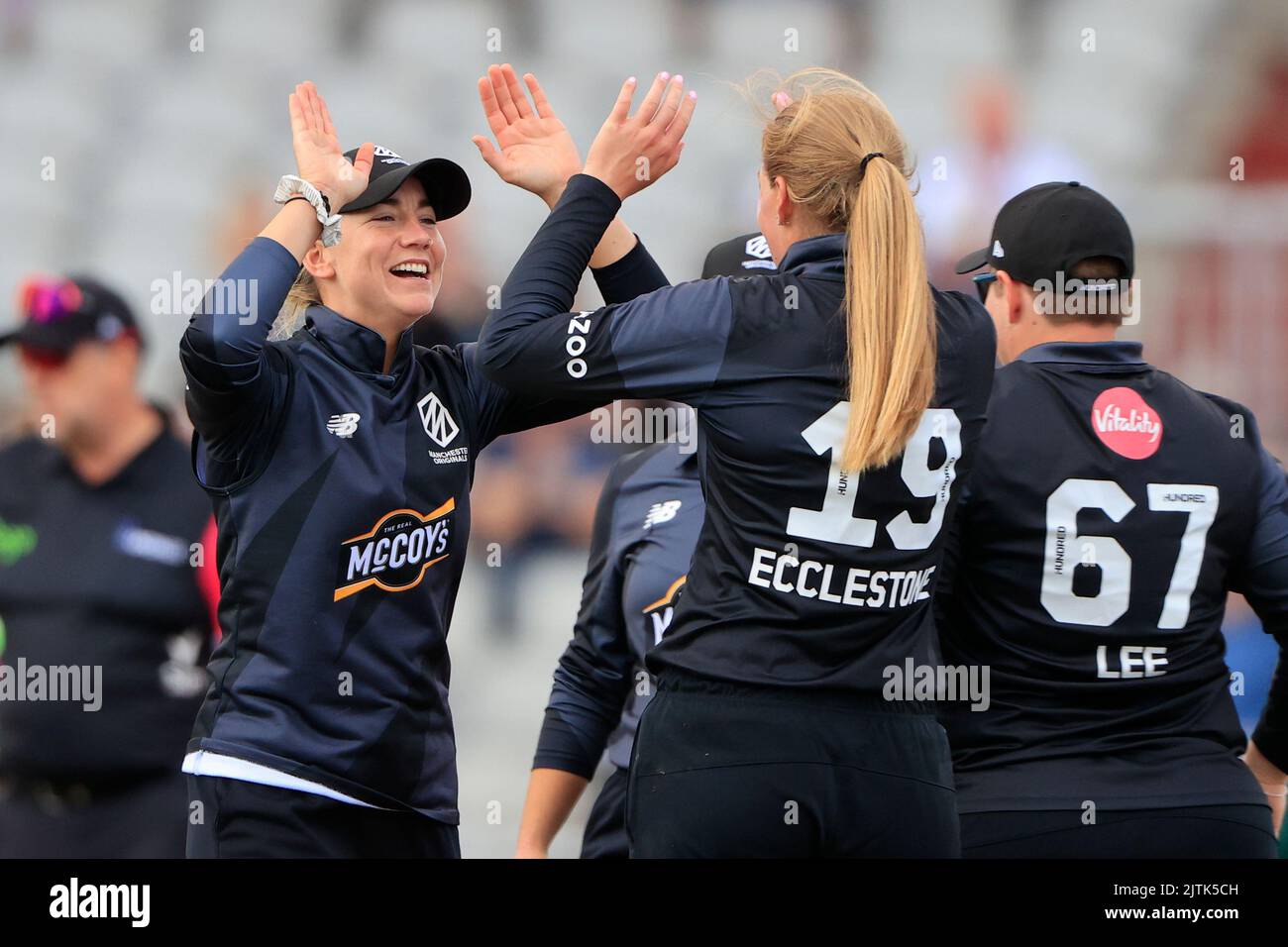Sophie Ecclestone and Erin Burns of Manchester Originals celebrate ...