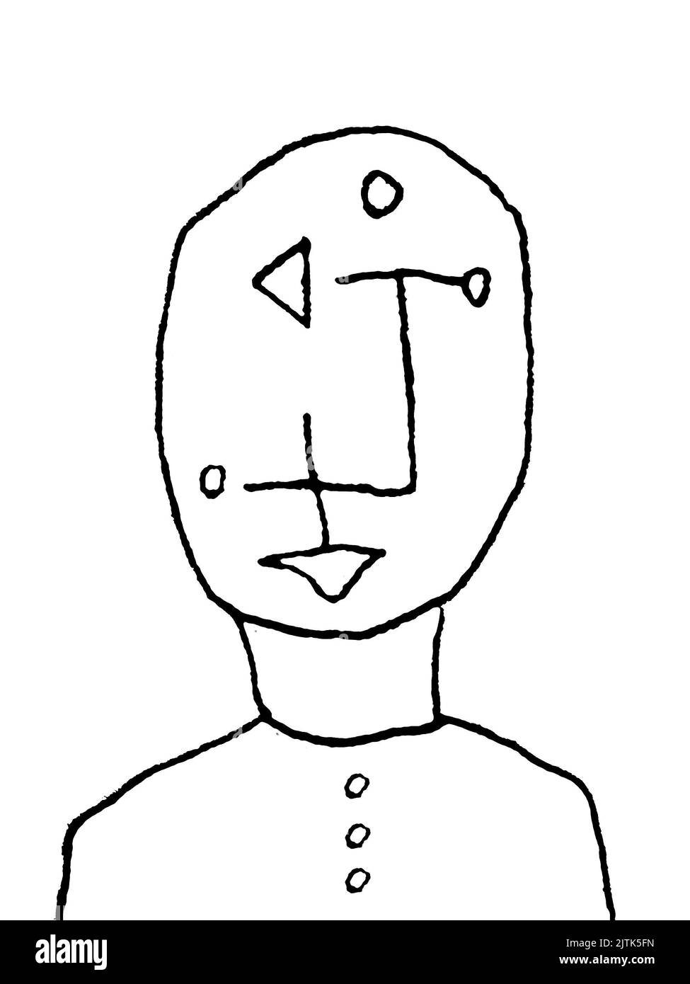 Front view fantasy alien sketchy style black and white drawing Stock ...