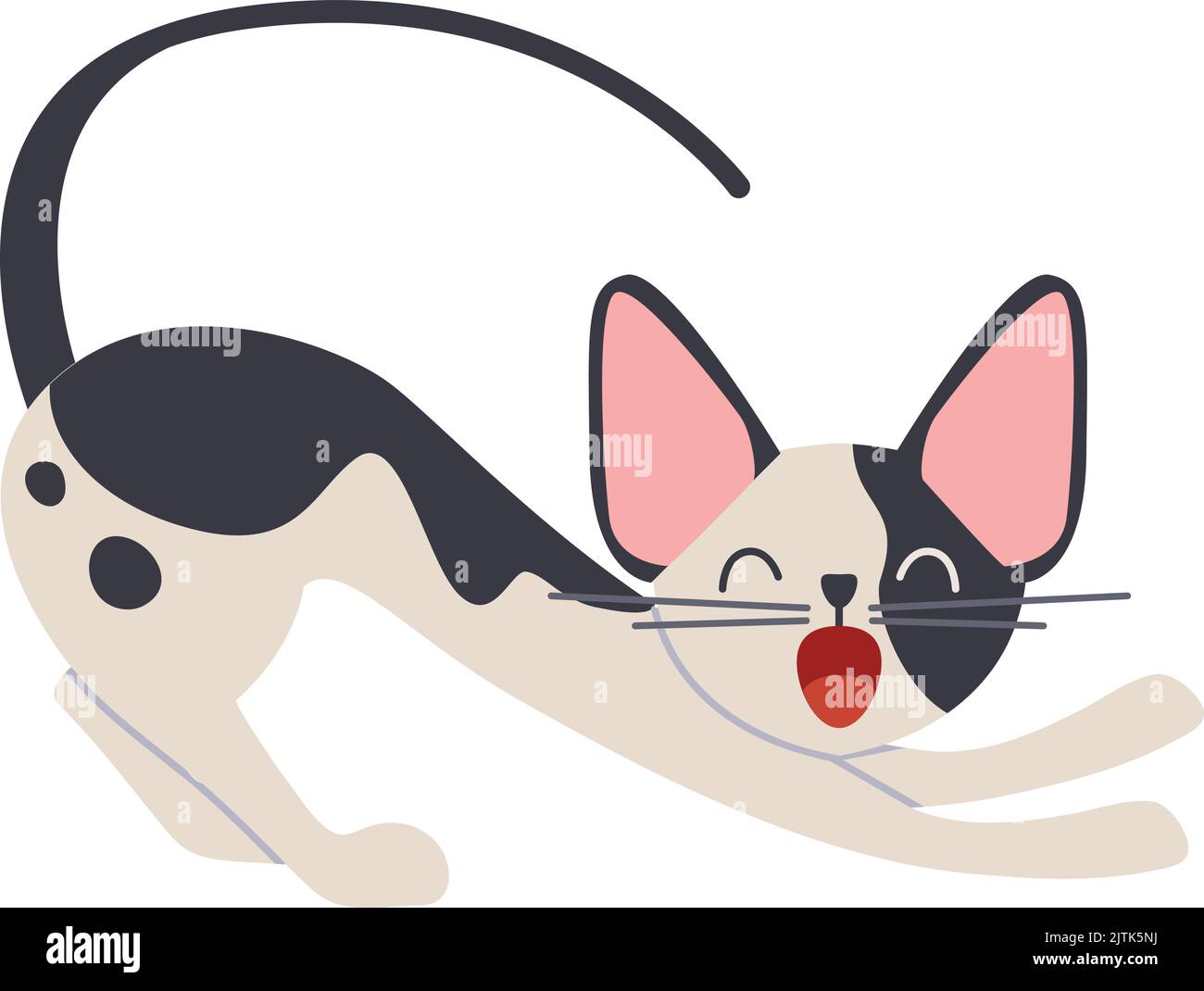 Cat yawning. Happy stretching pet. Waking up animal Stock Vector Image ...