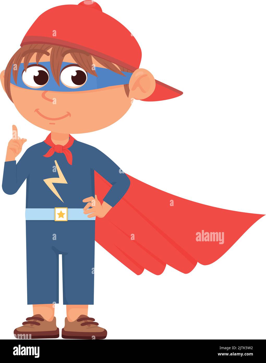 Kid in waving red cape. Superhero boy party costume Stock Vector Image ...
