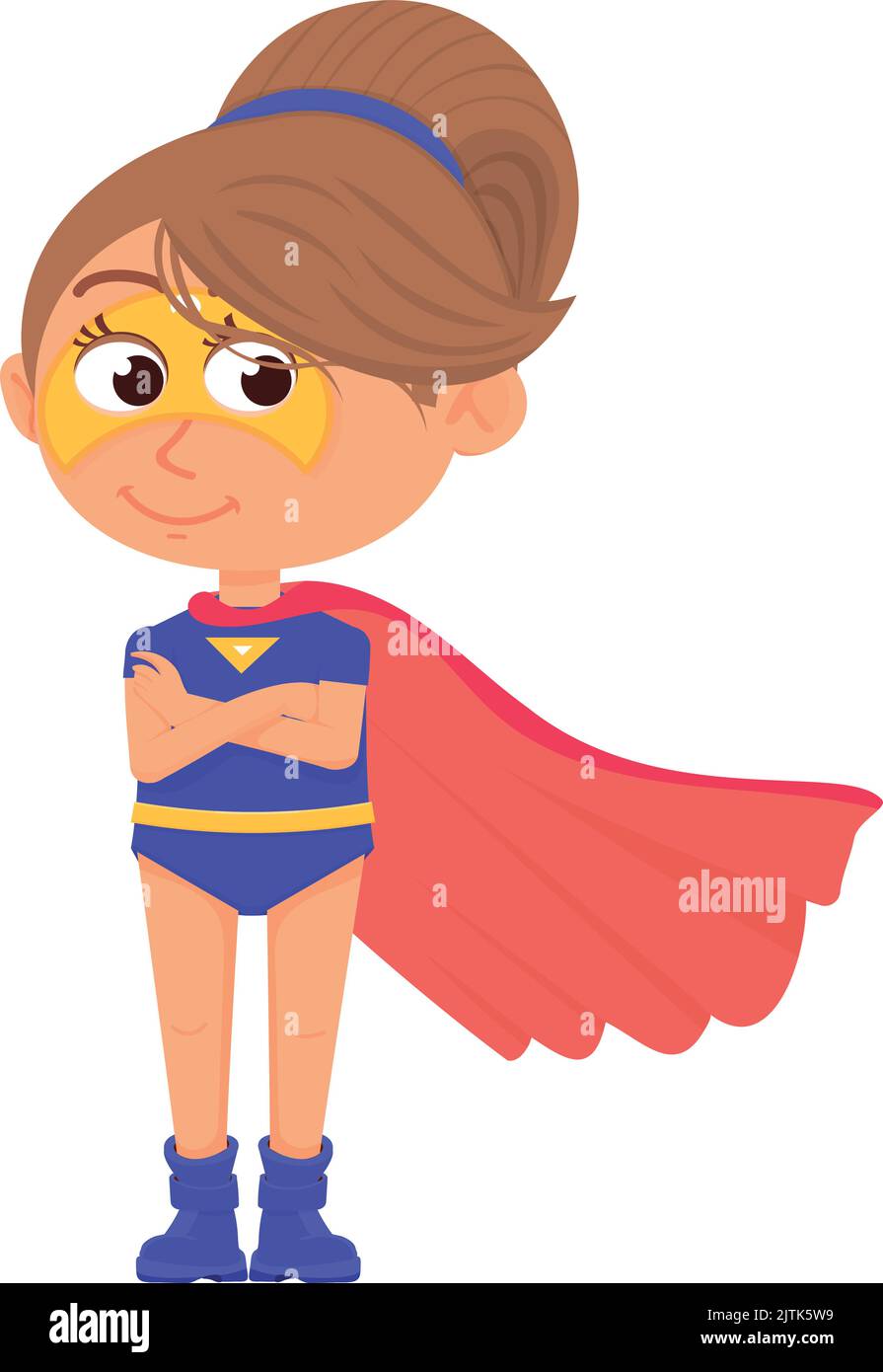 Powerful girl character. Kid superhero party costume Stock Vector Image ...