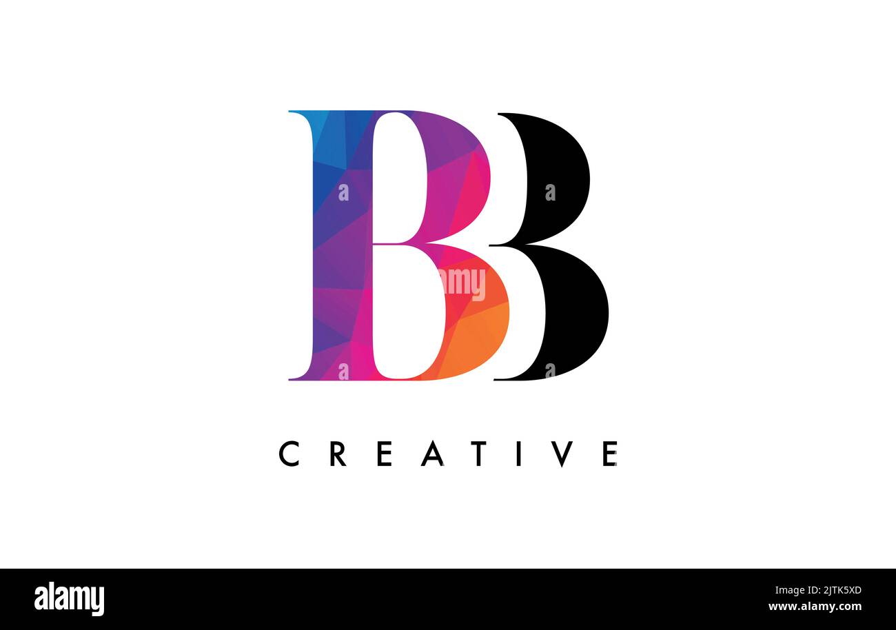 BB Letter Design with Creative Cut and Colorful Rainbow Texture. BB ...