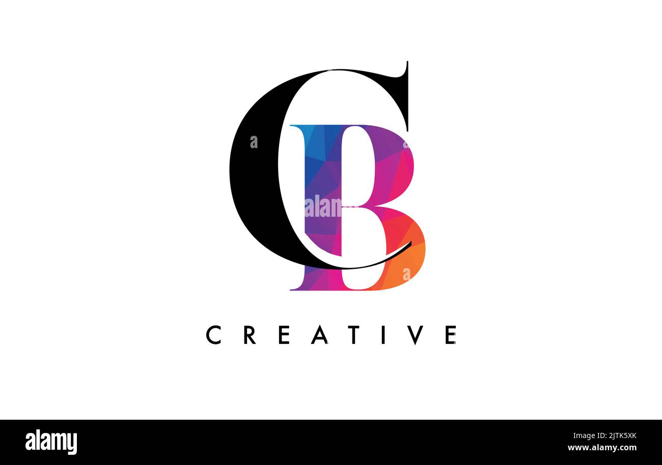CB Letter Design with Creative Cut and Colorful Rainbow Texture. CB ...