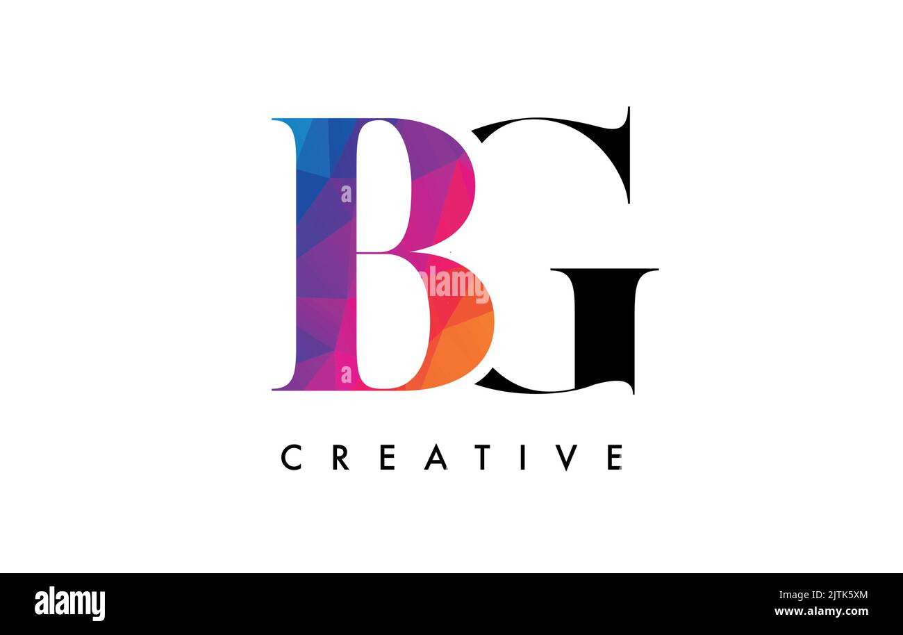 BG Letter Design with Creative Cut and Colorful Rainbow Texture. BG ...