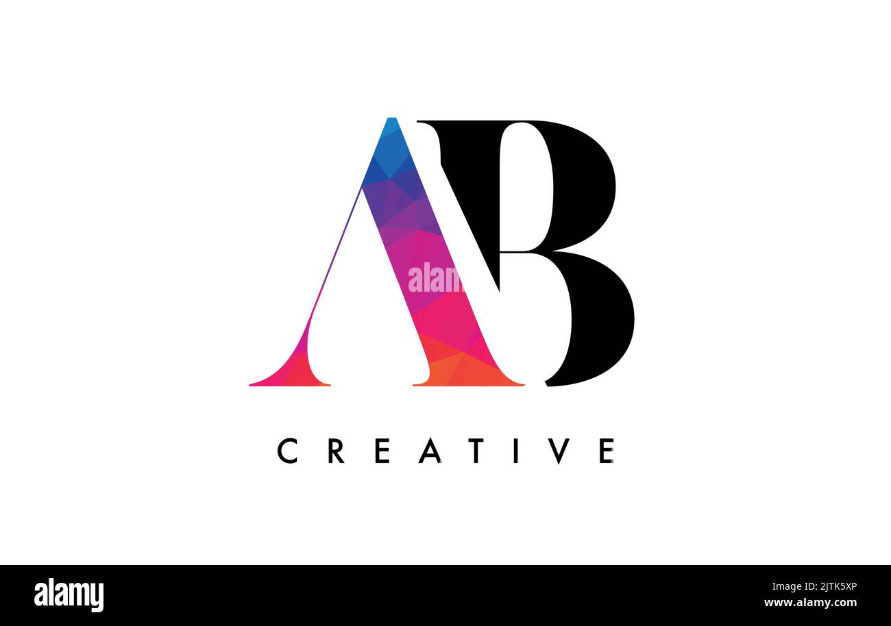 AB Letter Design with Creative Cut and Colorful Rainbow Texture. AB ...