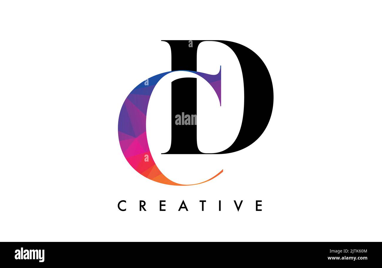 CD Letter Design with Creative Cut and Colorful Rainbow Texture. DC ...