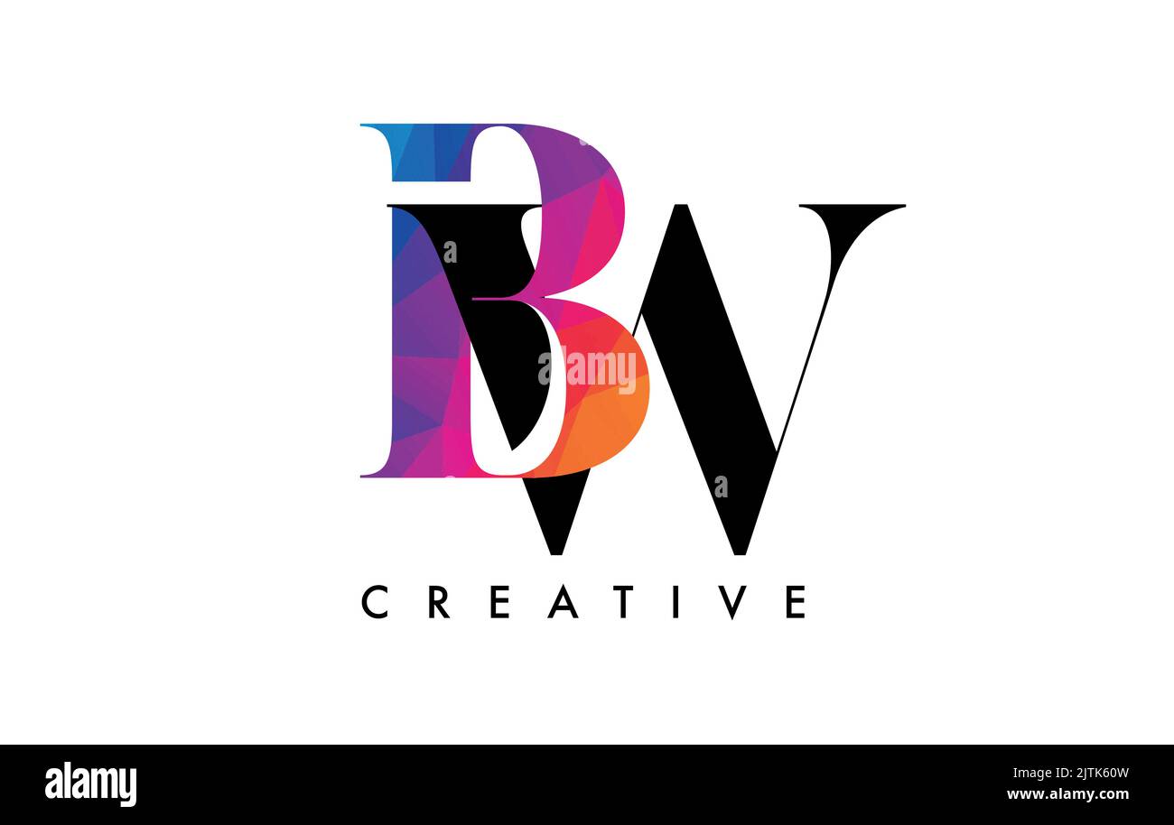 BW Letter Design with Creative Cut and Colorful Rainbow Texture. WB ...