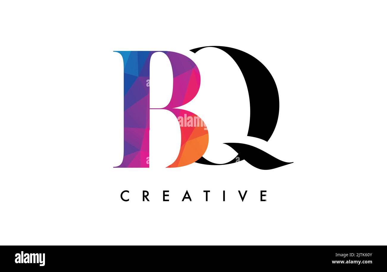 BQ Letter Design with Creative Cut and Colorful Rainbow Texture. QB ...