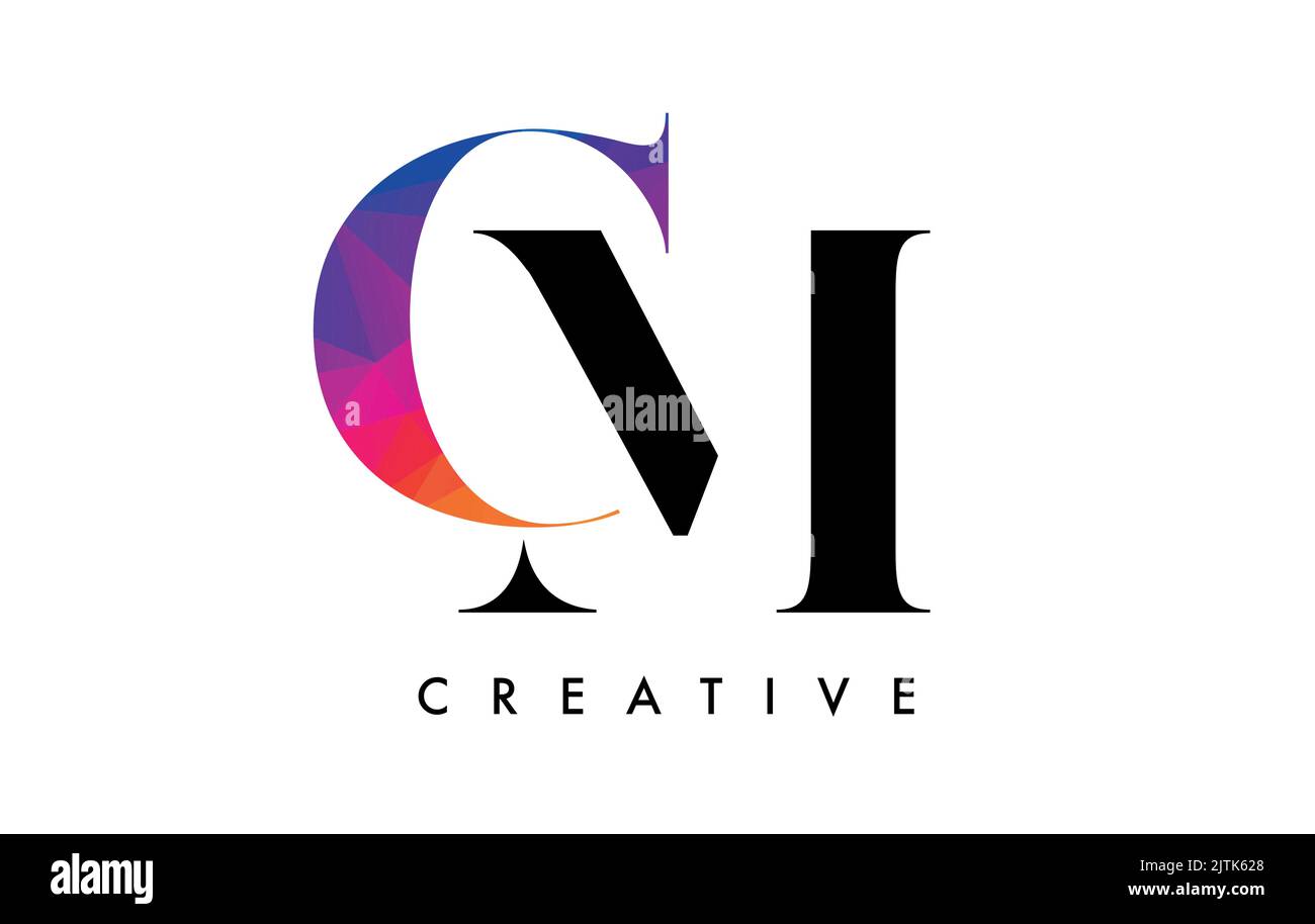 CM Letter Design with Creative Cut and Colorful Rainbow Texture. MC ...