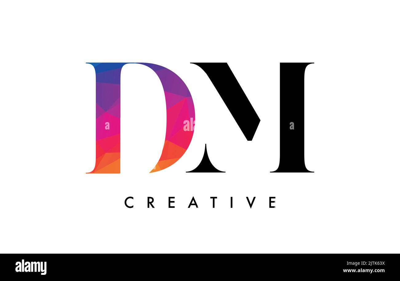 DM Letter Design with Creative Cut and Colorful Rainbow Texture. MD ...