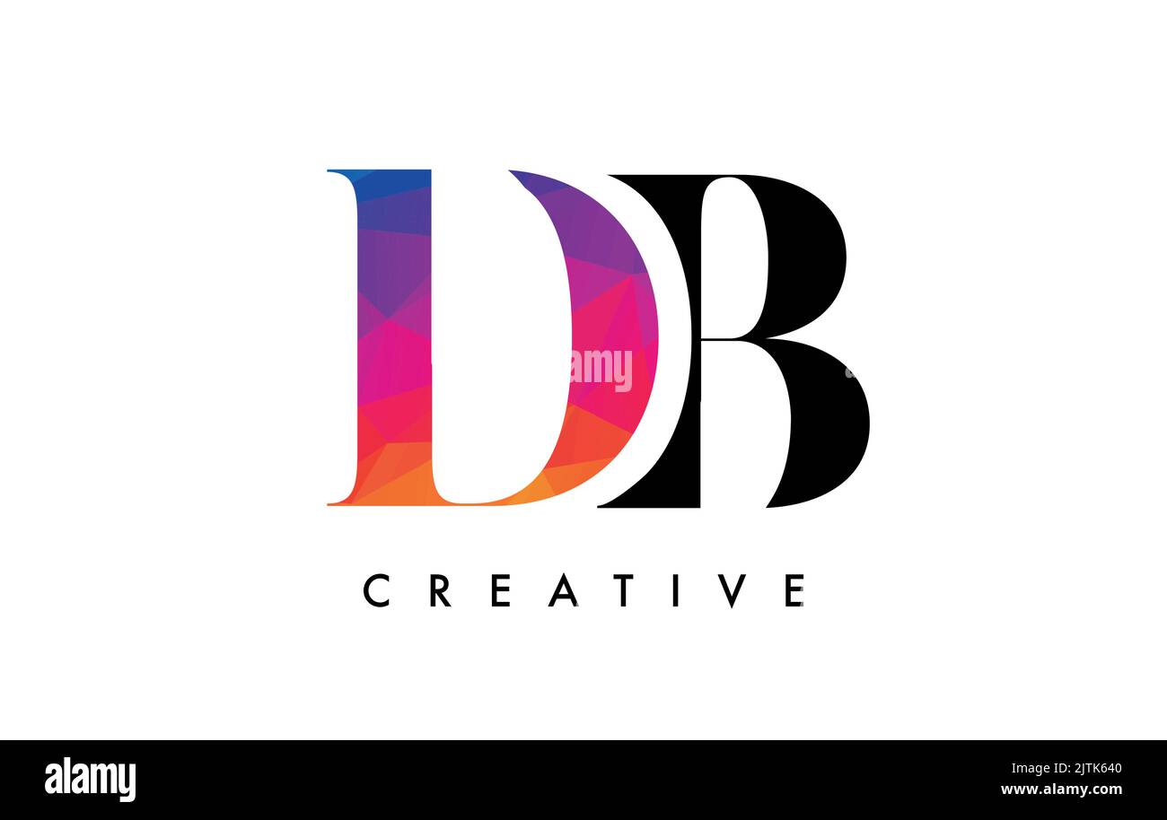 DB Letter Design with Creative Cut and Colorful Rainbow Texture. BD Letter Icon Vector Logo with ...