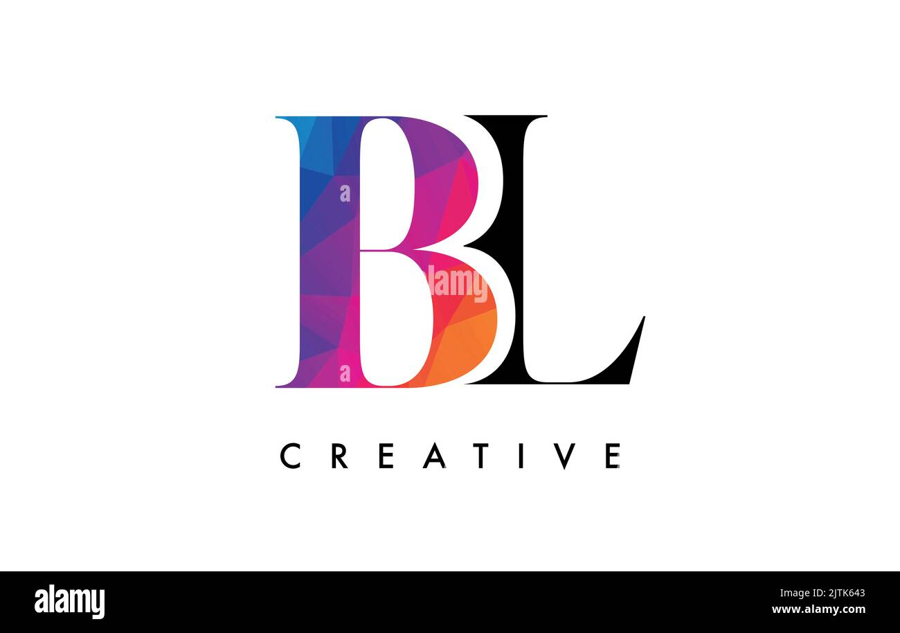 BL Letter Design with Creative Cut and Colorful Rainbow Texture. BL ...