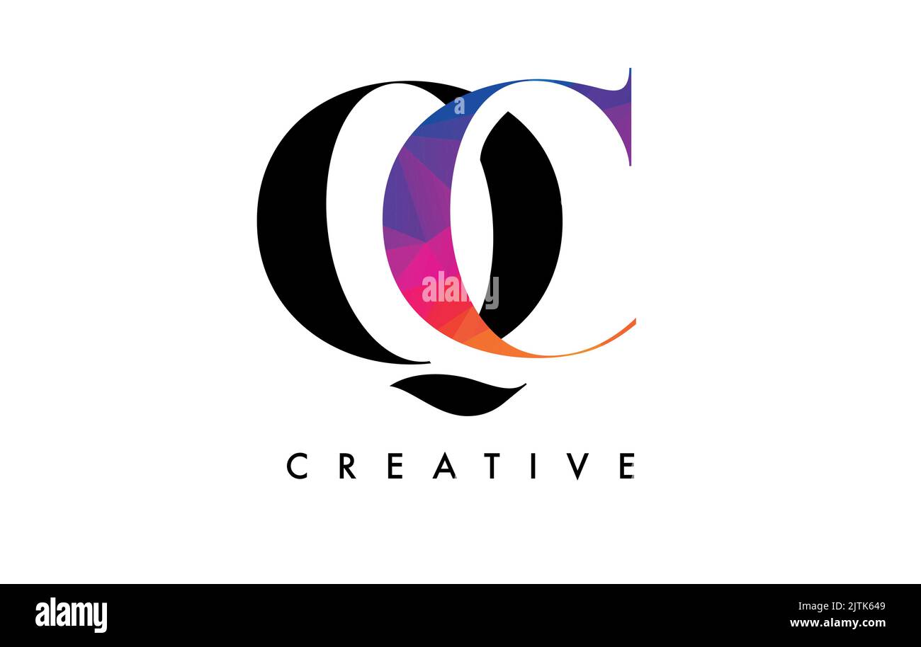 CQ Letter Design with Creative Cut and Colorful Rainbow Texture. QC ...
