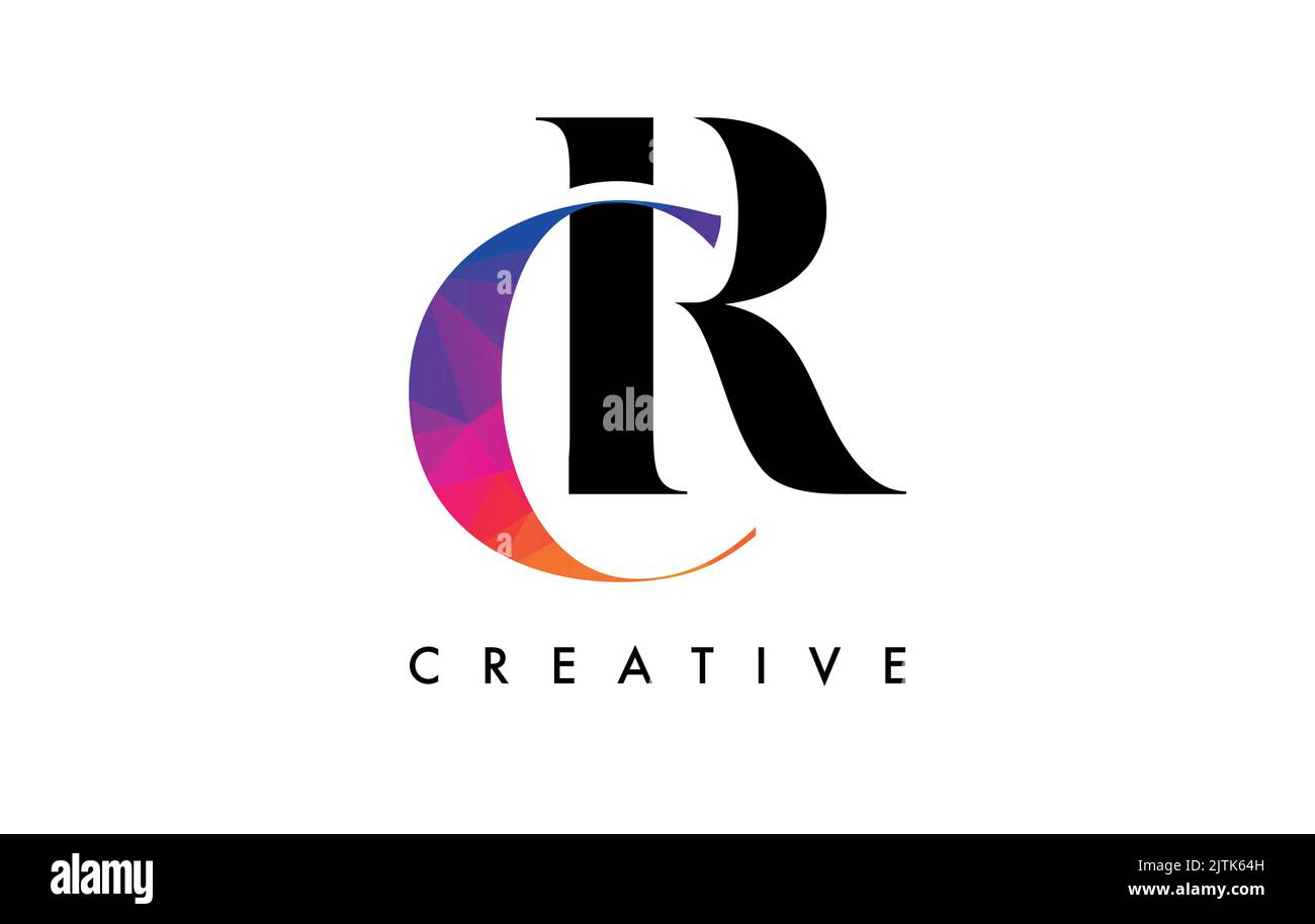 CR Letter Design with Creative Cut and Colorful Rainbow Texture. RC ...