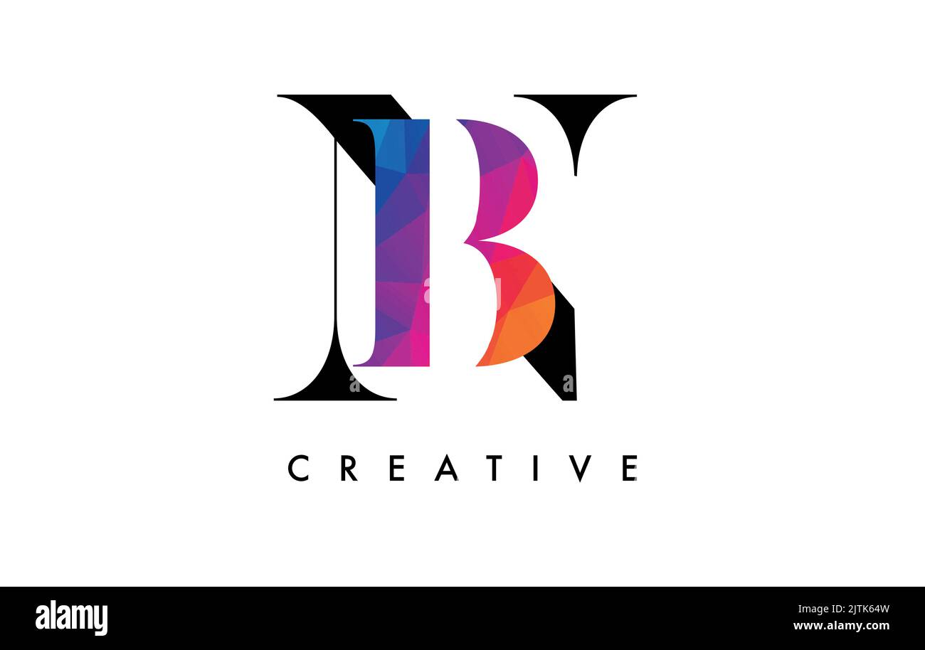 BN Letter Design with Creative Cut and Colorful Rainbow Texture. NB ...