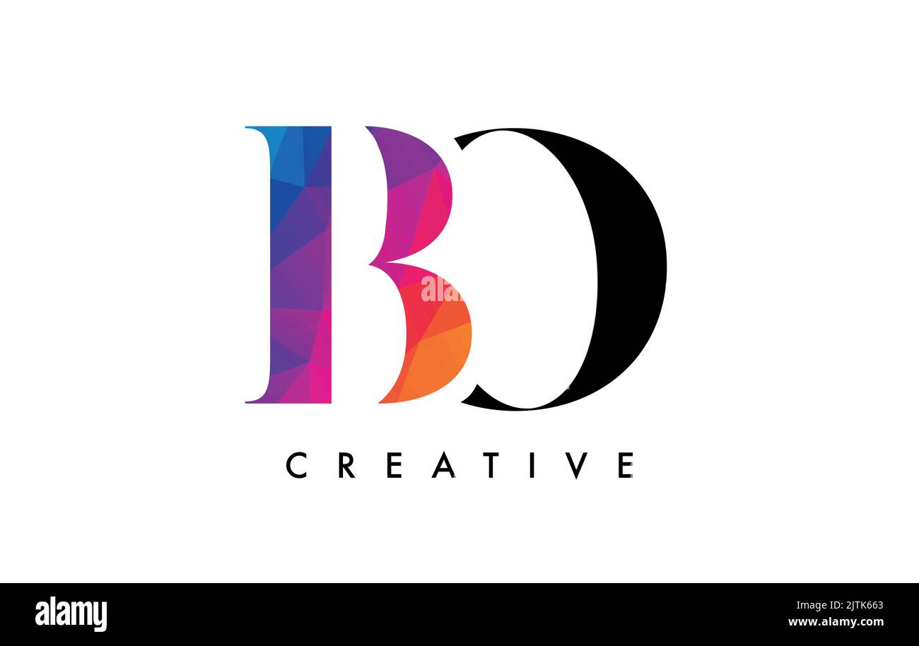 BO Letter Design with Creative Cut and Colorful Rainbow Texture. OB ...