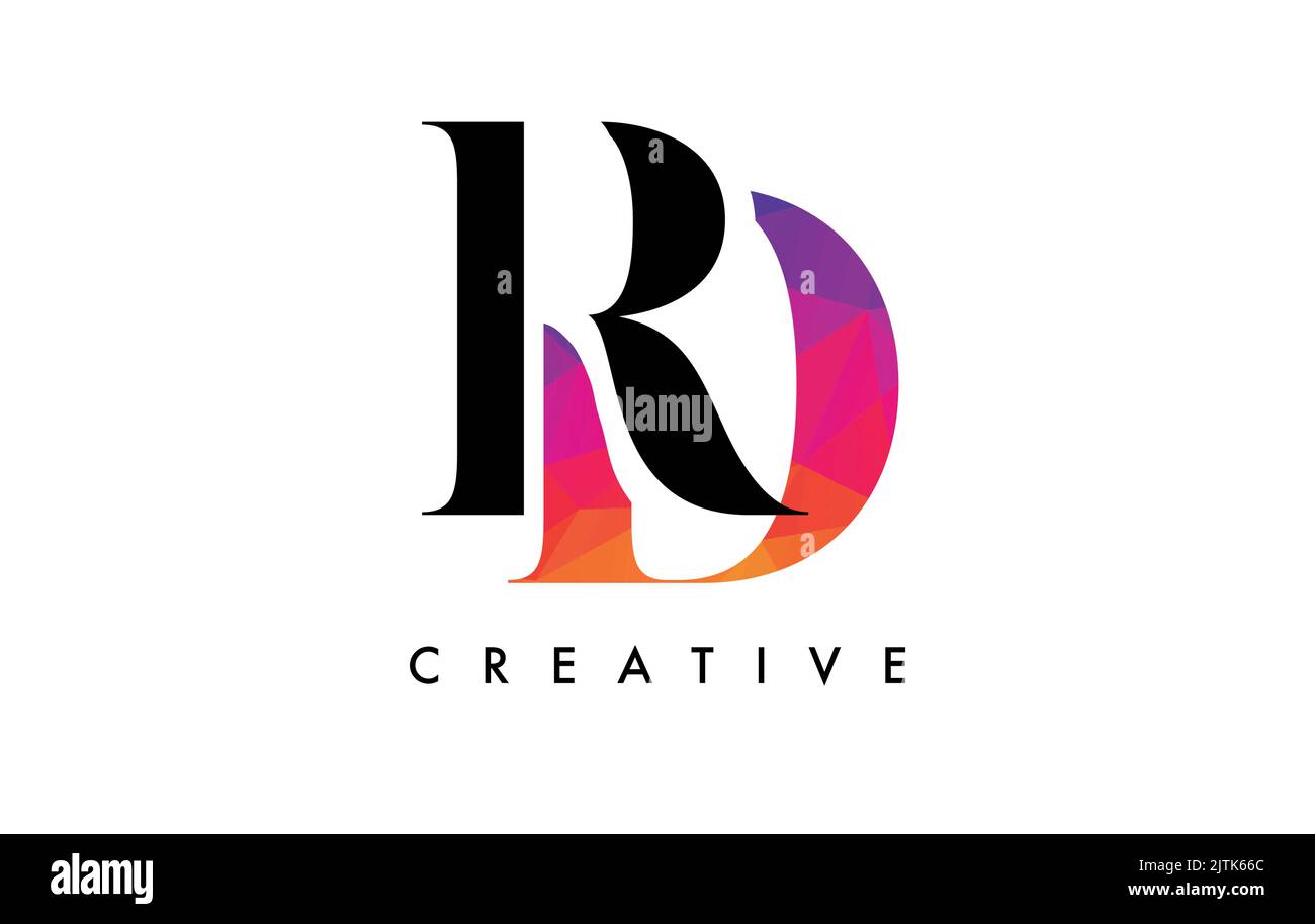 RD Letter Design with Creative Cut and Colorful Rainbow Texture. DR ...