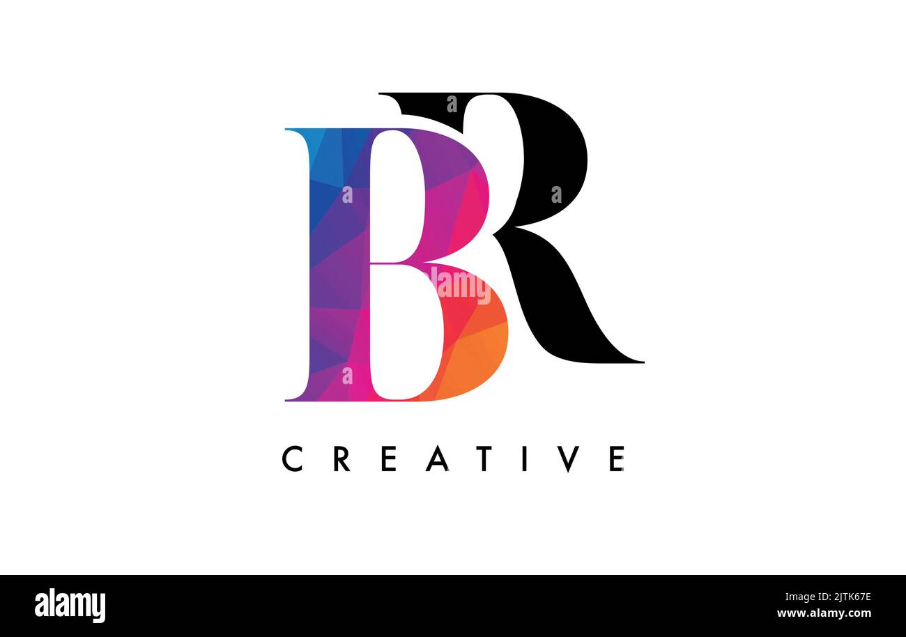 BR Letter Design with Creative Cut and Colorful Rainbow Texture. RB ...