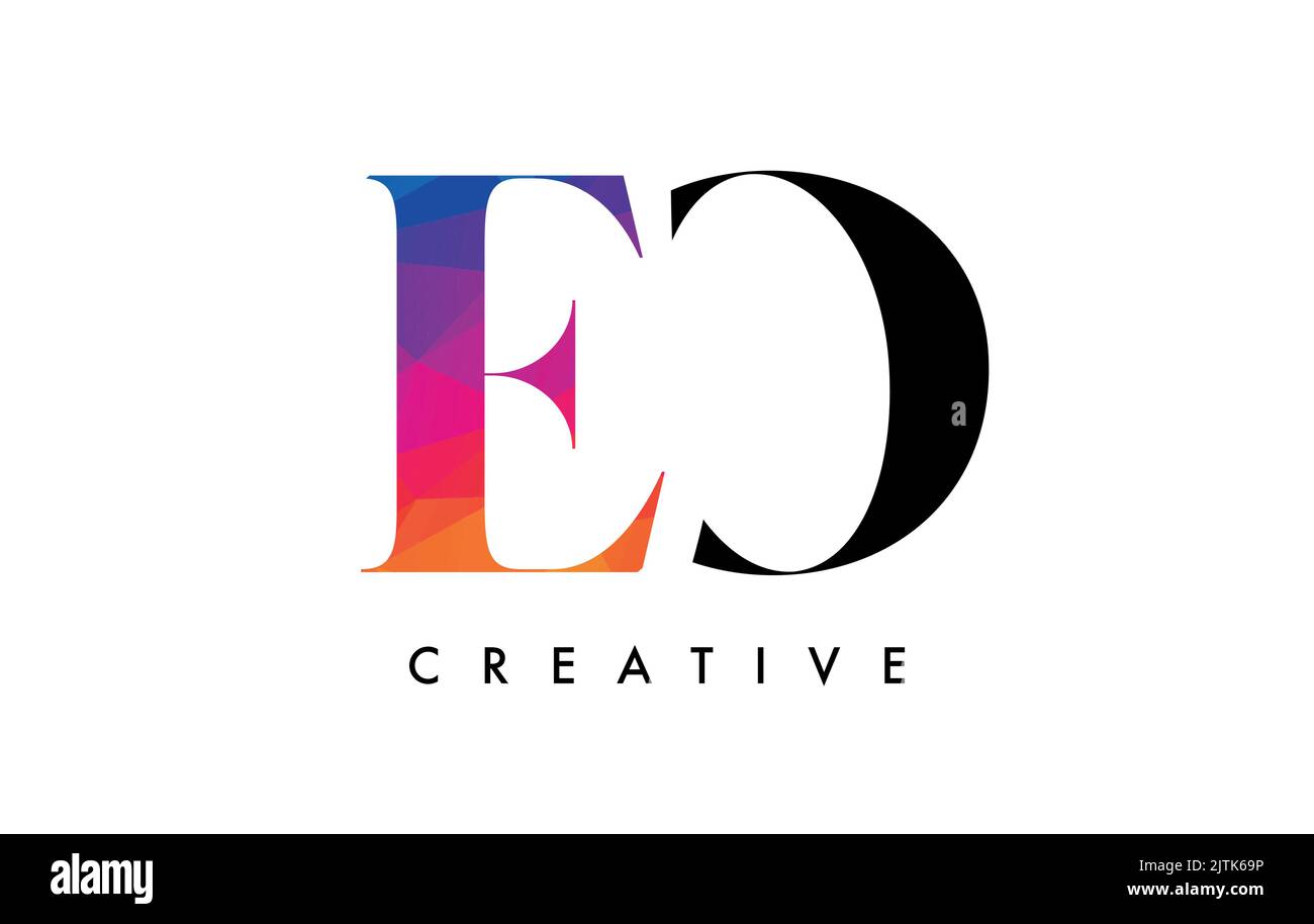 EO Letter Design with Creative Cut and Colorful Rainbow Texture. EO ...