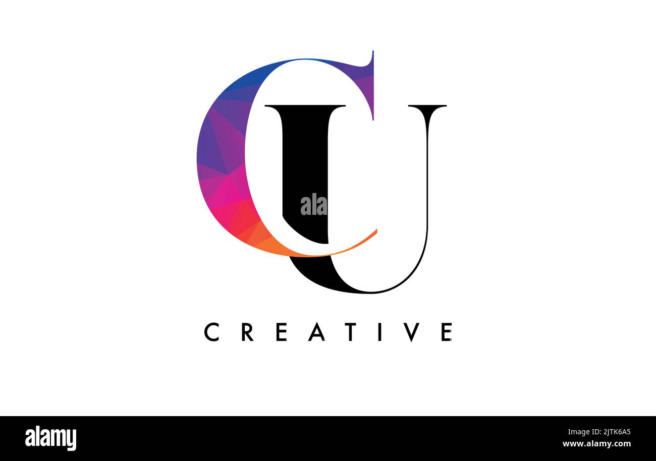 CU Letter Design with Creative Cut and Colorful Rainbow Texture. UC ...