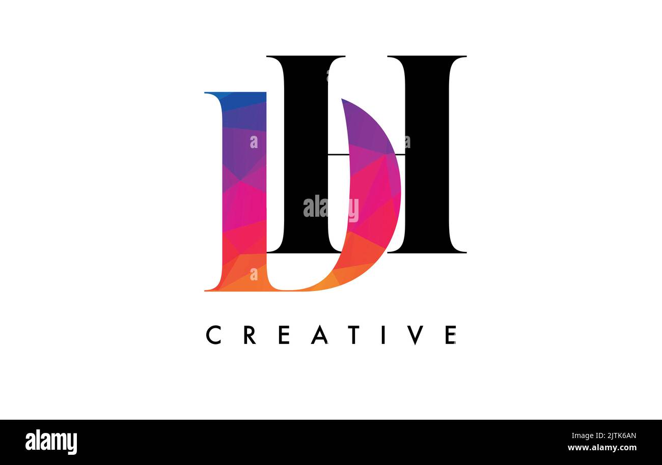 DH Letter Design with Creative Cut and Colorful Rainbow Texture. HD ...