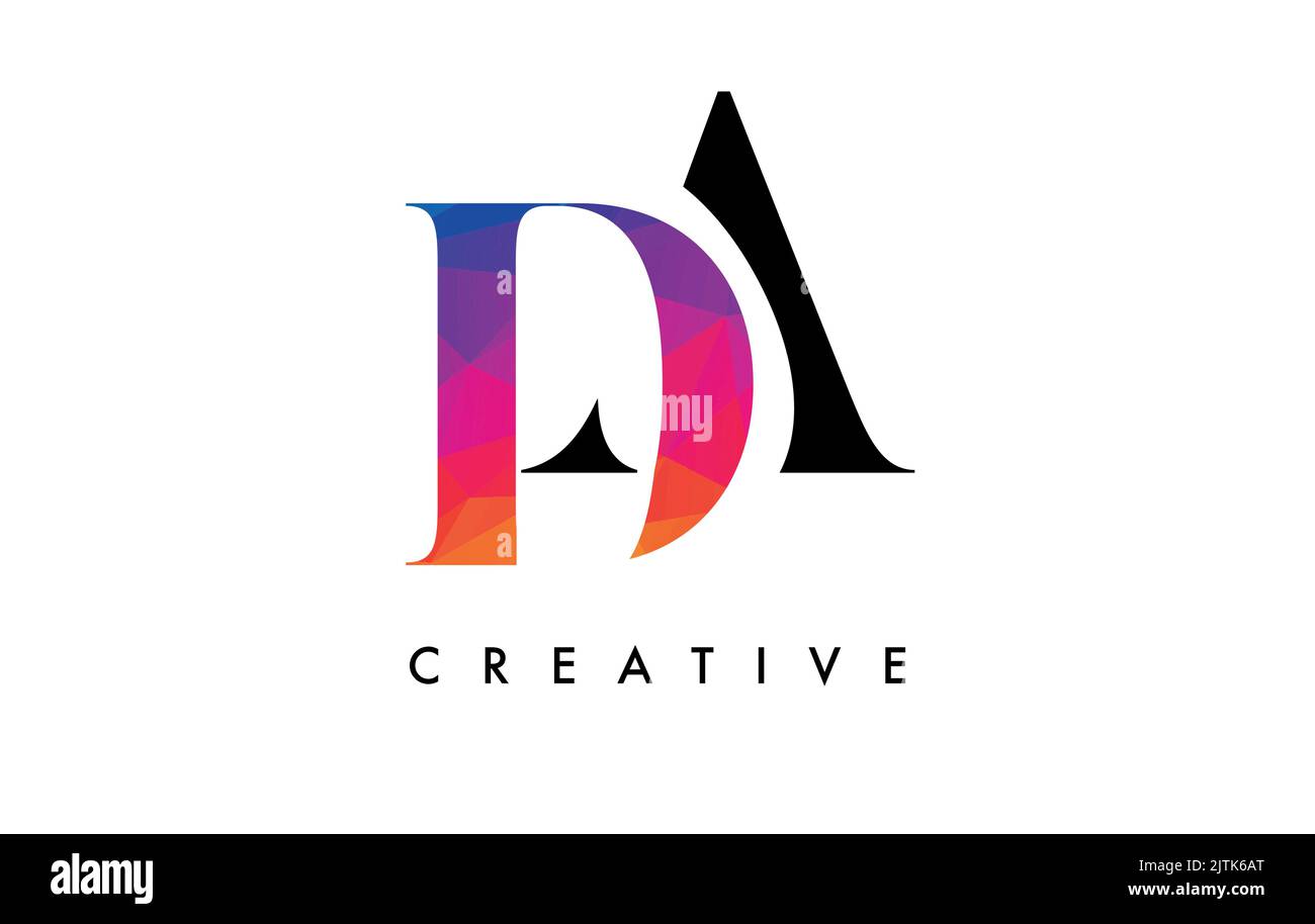 DA Letter Design with Creative Cut and Colorful Rainbow Texture. AD ...