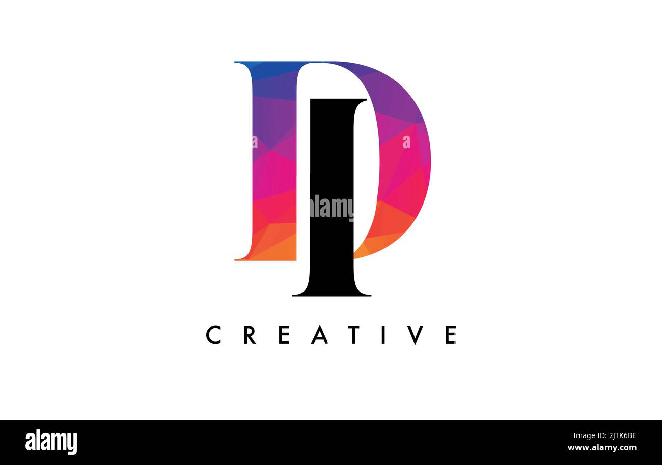 DI Letter Design with Creative Cut and Colorful Rainbow Texture. ID ...