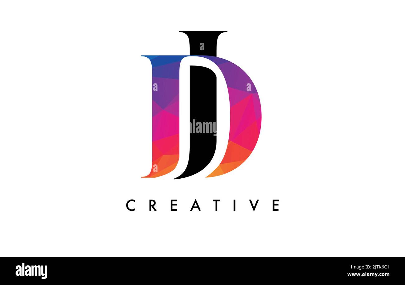 DJ Letter Design with Creative Cut and Colorful Rainbow Texture. JD ...