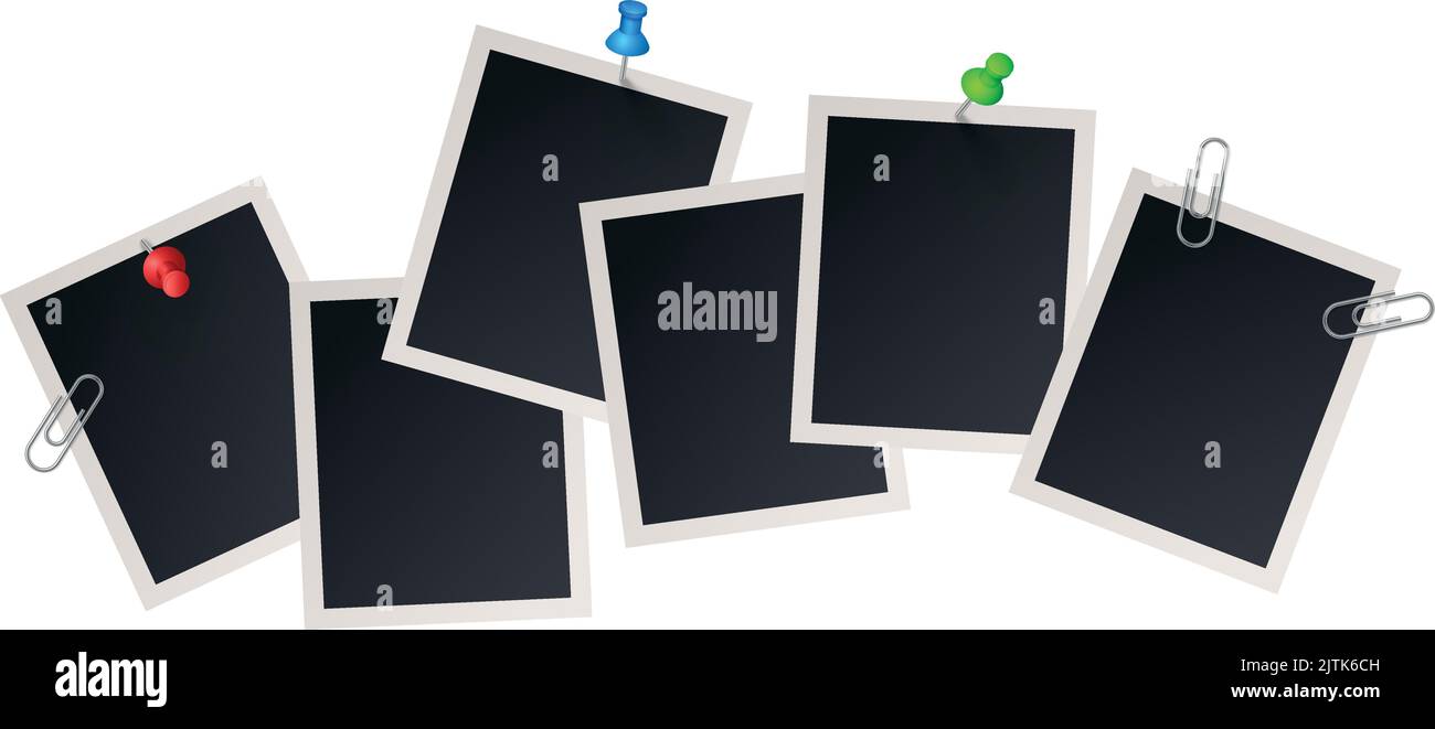 Realistic photo cards with clips. Memory picture template Stock Vector ...