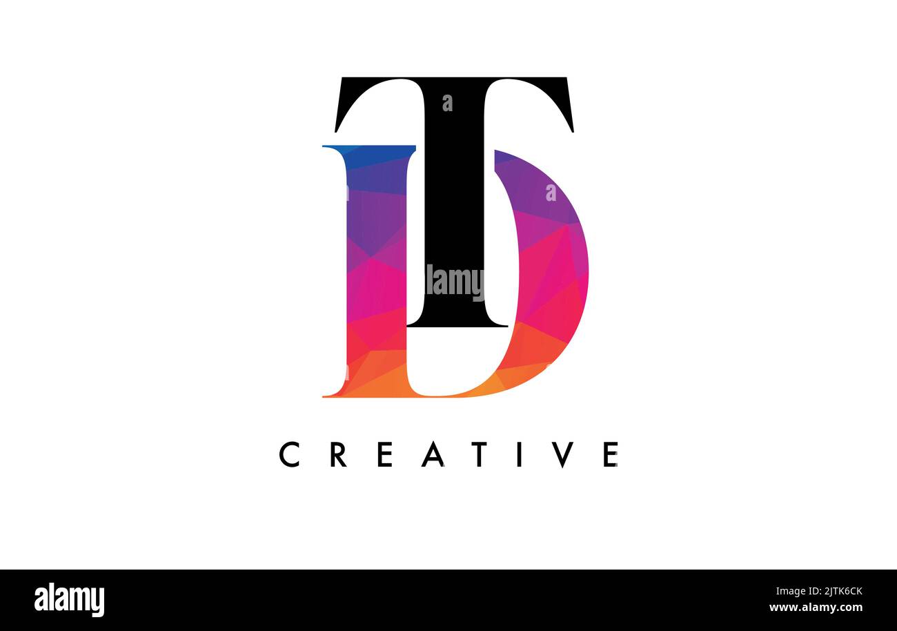 TD Letter Design With Creative Cut And Colorful Rainbow Texture DT TD Letter Design With Creative Cut And Colorful Rainbow Texture DT