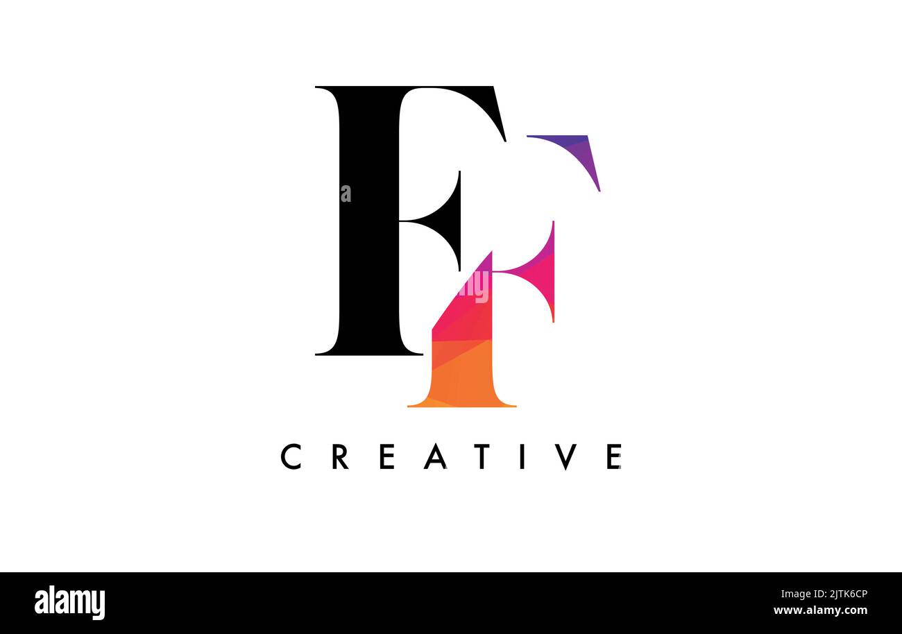 FF Letter Design with Creative Cut and Colorful Rainbow Texture. FF ...