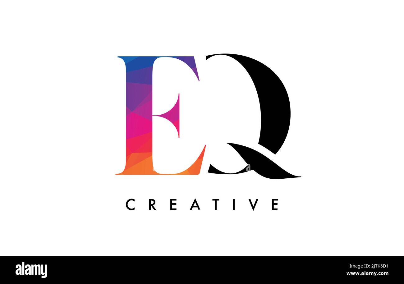 EQ Letter Design with Creative Cut and Colorful Rainbow Texture. EQ ...