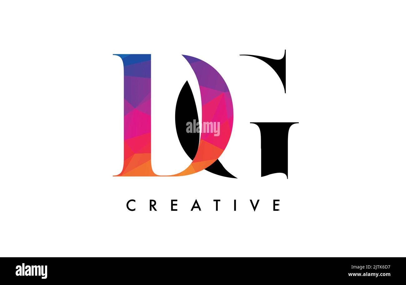 DG Letter Design with Creative Cut and Colorful Rainbow Texture. GD ...