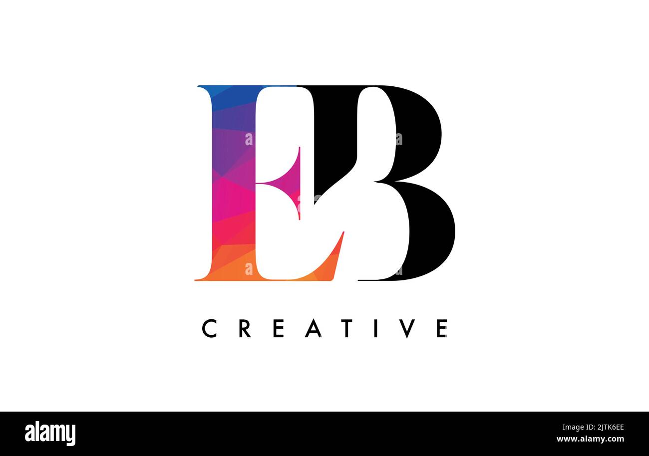 EB Letter Design with Creative Cut and Colorful Rainbow Texture. BE ...