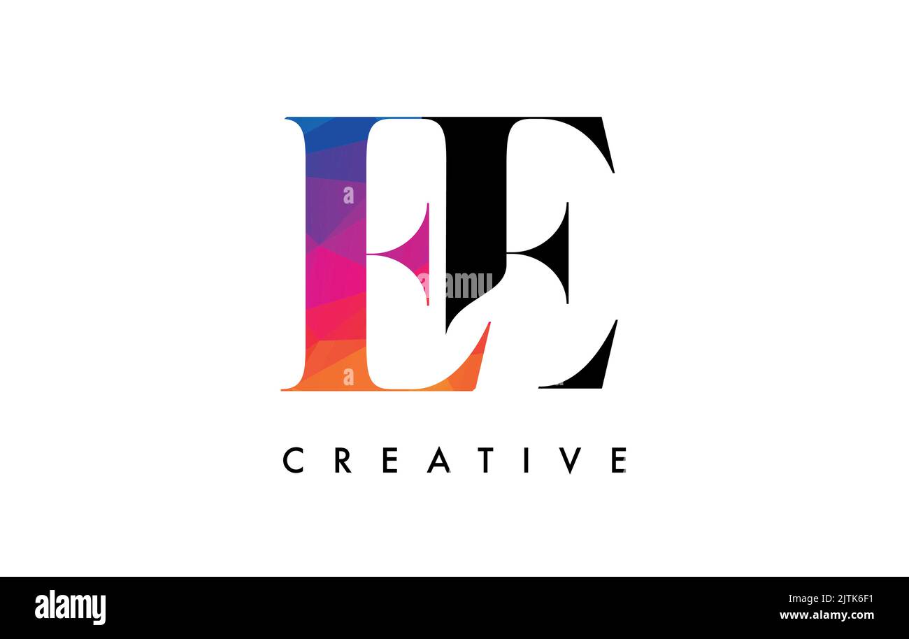 EE Letter Design with Creative Cut and Colorful Rainbow Texture. EE ...