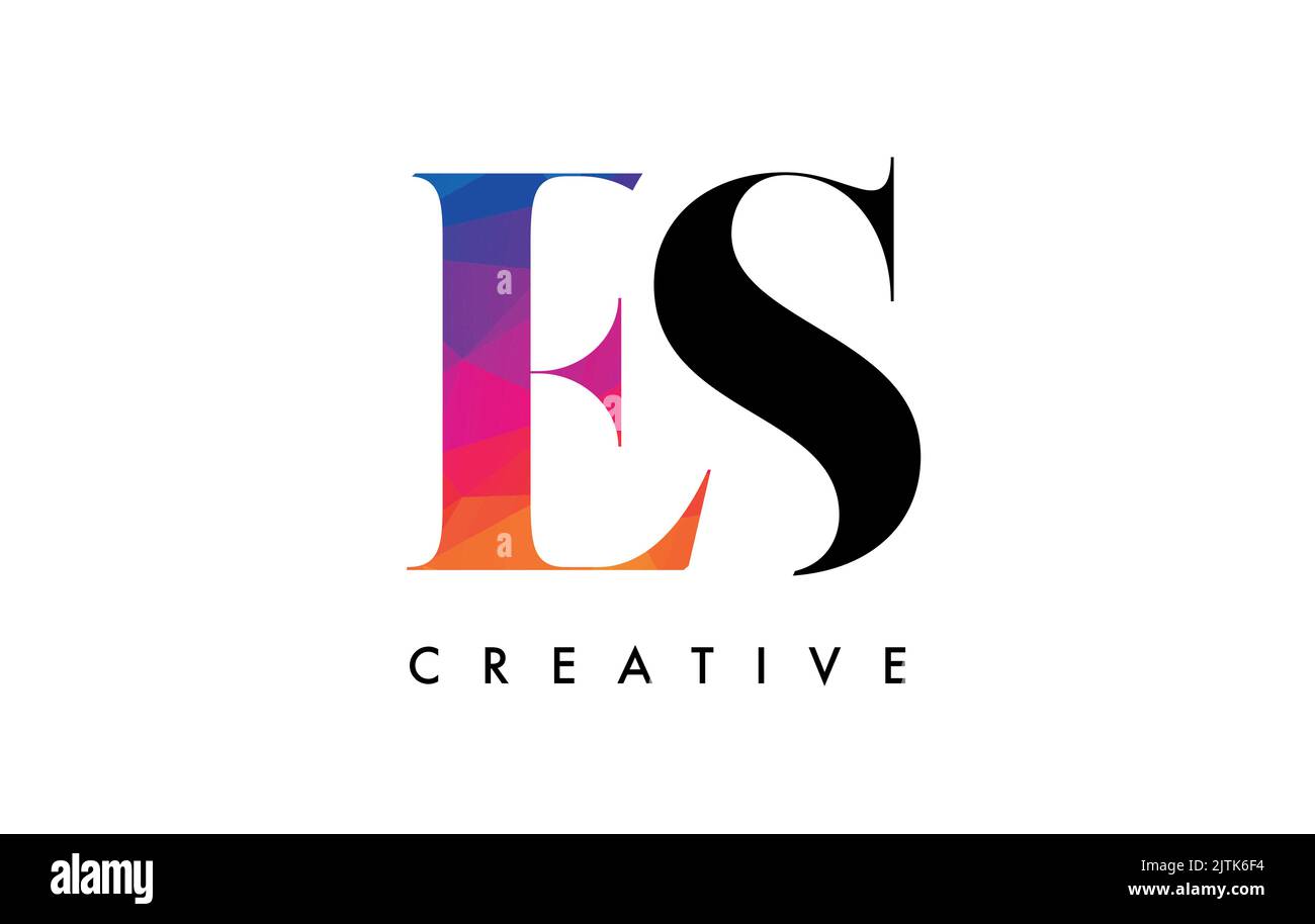 ES Letter Design with Creative Cut and Colorful Rainbow Texture. SE ...